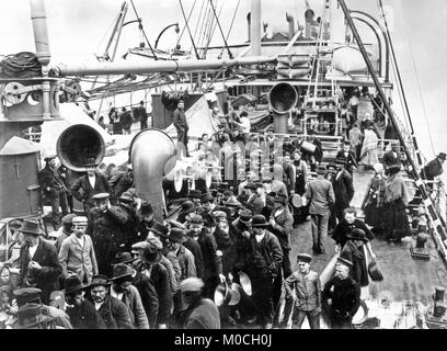 Steerage passengers on an emigrant ship out of Liverpool to New York ...