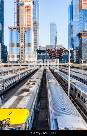 Aerial view of Hudson Yards train depot from The Vessel, Hudson Yards ...