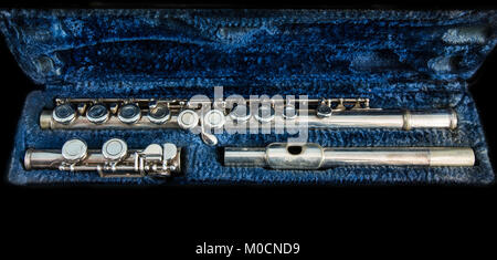 Disassembled traverse flute in its case Stock Photo - Alamy