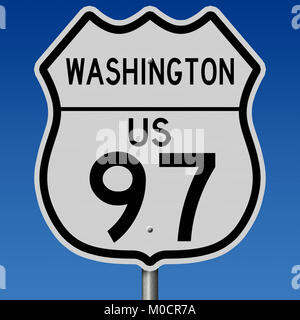 Interstate highway 97 road sign isolated on white background, 3d ...