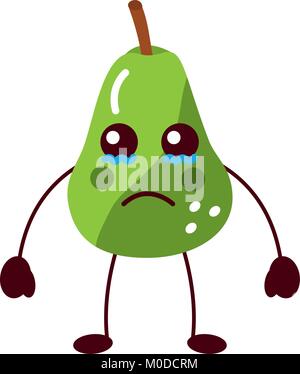 pear sad crying fruit kawaii icon image Stock Vector Image & Art - Alamy