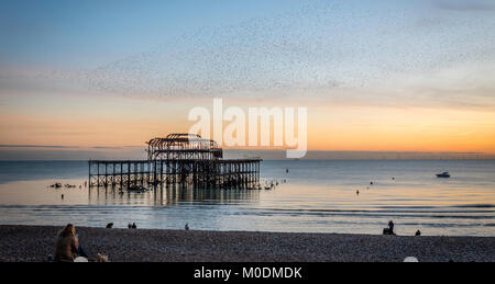 November Sunset from Brighton Beach Stock Photo - Alamy