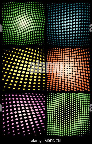 Colour halftone (half-tone) element. Dots, circles, speckles and ...