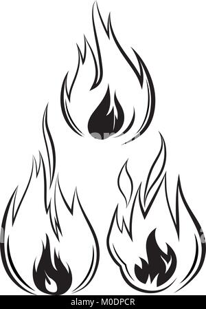 Black outline flame with sparks Stock Vector Image & Art - Alamy