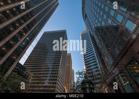 San Francisco highrises skyscrapers buildings photographed from a low ...