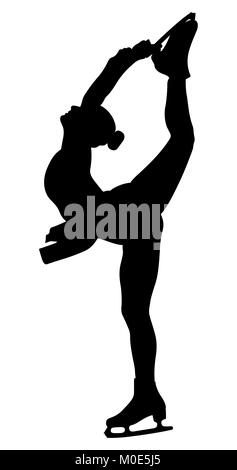 girl skater biellmann spin figure skating black silhouette Stock Photo ...