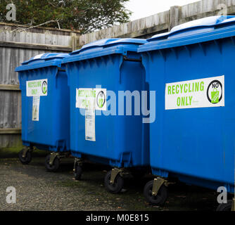 Plastic recycling and garbage bins with labels in French , Paris ...