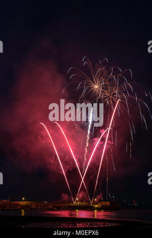 RNLI Raft Race Fireworks @ Minehead Stock Photo - Alamy