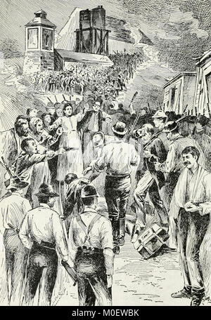 Pinkerton Detective Agency men leaving the barges after the surrender ...