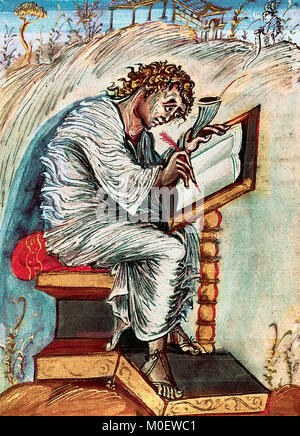 Saint Matthew from the Ebbo Gospels, which is a 9th century illuminated ...