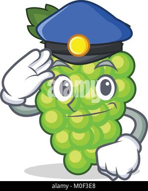 Police character cartoon fresh green pear whole vector illustration ...