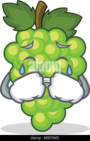 Grape character with crying and tears emotion, sad face, depressive ...