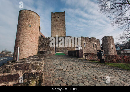 The beautiful castle of Useldange in the north of Luxembourg Stock ...