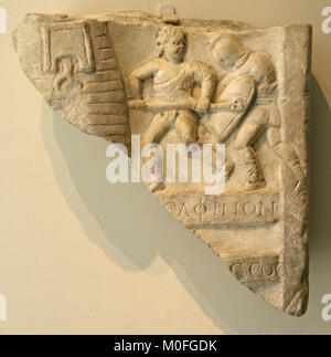 Roman Gladiator Sculpture, Stone Carving or Bas-Relief on the Marble ...