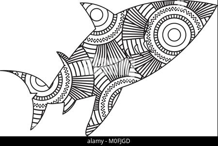 Doodle zentangle fish. Coloring page with marine animal for adul Stock ...