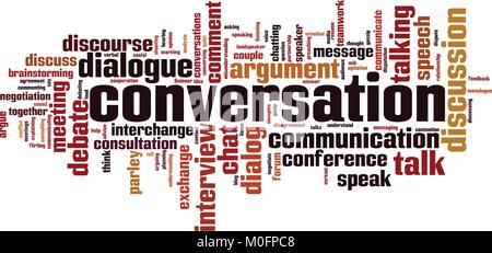 Discourse word cloud concept with communication talk related tags Stock ...