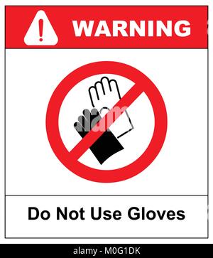 Do not wear gloves, no gloves, prohibition sign, vector illustration ...