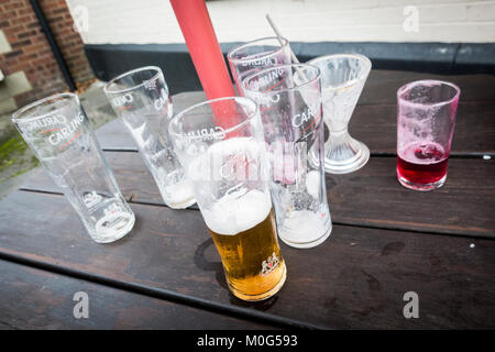empty glasses on table Stock Photo - Alamy