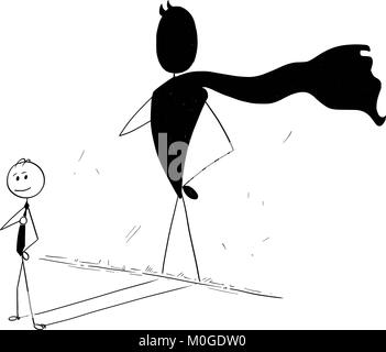Conceptual illustration of businessman with superhero shadow. The ...