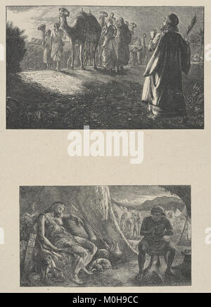 This artwork depicts two scenes from the Biblical story of Adam and Eve ...
