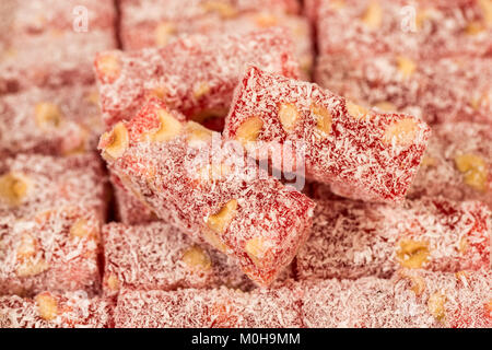 Rectangle shaped delicious Turkish delight close up background Stock ...