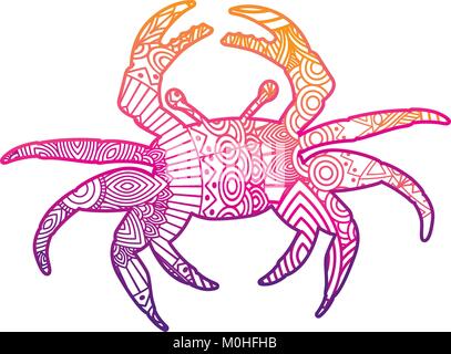 Coloring page. Ornate crab isolated on white background Stock Vector ...