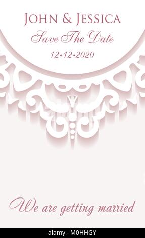 Template elegant save the date, with decoration of pink rose flower ...