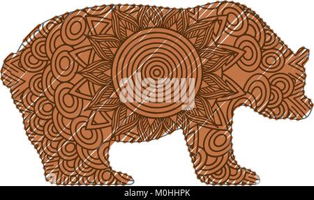 Zentangle bear head. Hand drawn doodle bear face, vector illustration ...