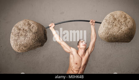 Strong man lifting heavy stone Lebanon Middle East Stock Photo ...