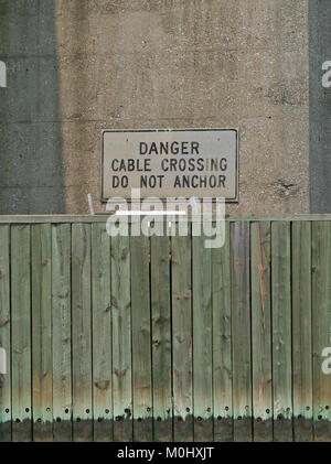 Cable crossing, do not anchor sign Stock Photo - Alamy