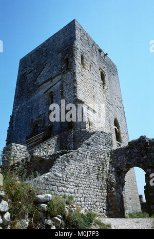 France, Puivert Castle, The Chateau de Puivert- Cathar castle, the ...