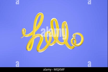 hello sign. calligraphic hand written hello. lettering for banner ...