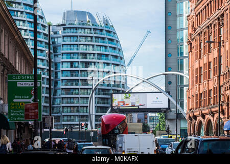 Old Street roundabout (The Silicon Roundabout), London during evening ...