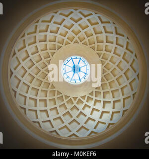 Circular interior of an ancient church concrete dome with natural light ...