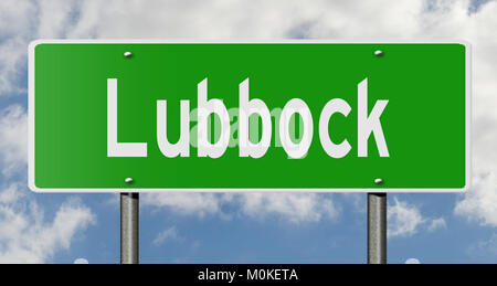 Rendering of a green highway sign for Lubbock Texas Stock Photo - Alamy