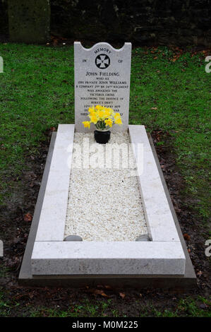 The grave of John Fielding who as Pte John Williams of B Company 2nd ...