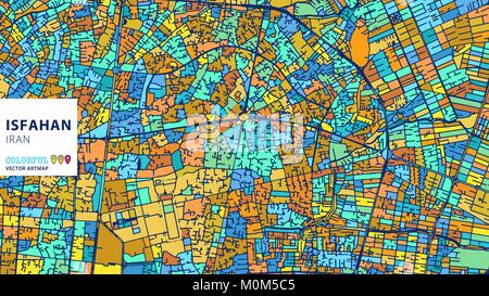 Urban city map of Isfahan. Vector illustration, Isfahan map grayscale ...