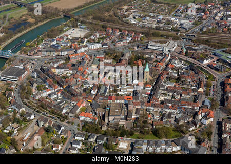 Aerial view, overview downtown Dorsten, in the middle of the market ...