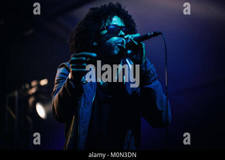 The American rap and producer trio Clipping performs a live concert at ...