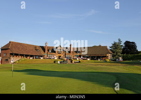 View up slope to side of the 18th Green to Clubhouse, Cuddington Golf ...