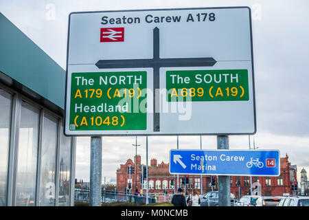 Road signs in Hartlepool town centre,England,UK Stock Photo - Alamy