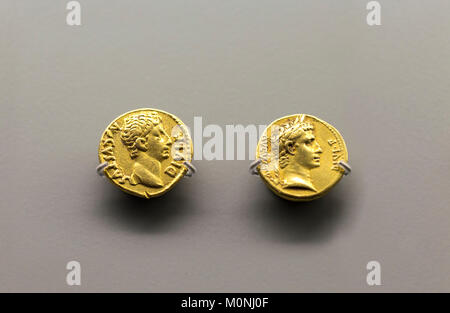 Golden aureus of Emperor Augustus. Roman golden coin minted in the ...