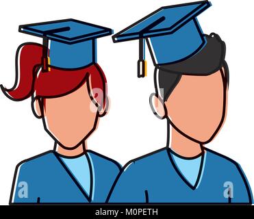 young woman with graduation hat avatar character vector illustration ...