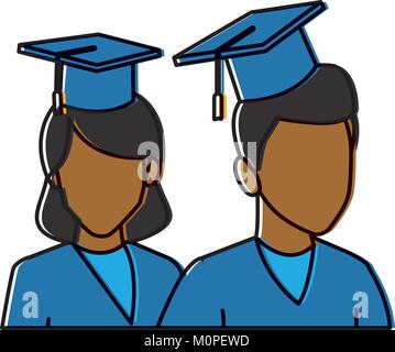 young woman with graduation hat avatar character vector illustration ...