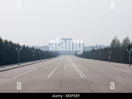 Road leading to Kumsusan memorial palace, DGC, Pyongyang, North Korea ...