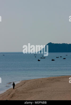 North Korean soldiers walking on a beach in the east sea, Kangwon ...