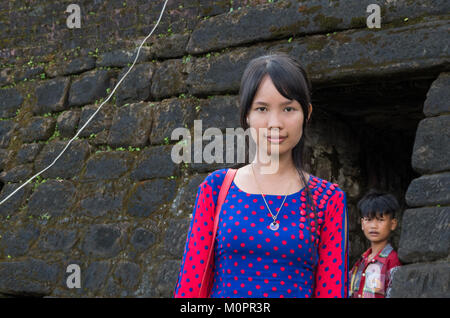 Rakhine girl in traditional dress, Rakhine State, Myanmar (Burma Stock ...