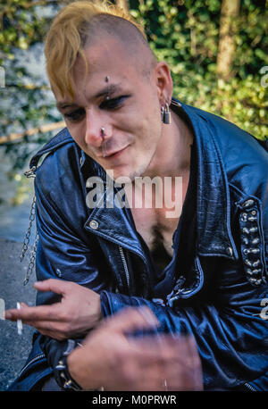 European, German punk, skin head makes gesture Stock Photo - Alamy