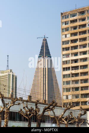 Construction of the pyramid-shaped Ryugyong hotel, Pyongan Province ...