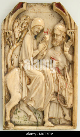 The central leaf of a polyptych depicting the Flight into Egypt, housed ...